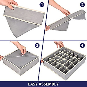SANTUKEY 6 Pack Drawer Organizers for Clothing, Underwear Drawer Organizer, Dresser Drawer Organizers Fabric Foldable Divider, Closet Organizers and Storage Boxes for Bras, Tie, Belts, Socks
