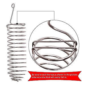 ACSUZ Bird Feeder Pole Parrots Foraging Toys for Birdcage Spiral Metal Bird Food Holder with Hook Stainless Steel