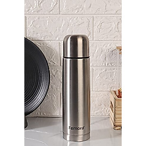 Femora Thermosteel Water Bottle Leak Proof, Vacuum Insulated Stainless Steel, Hot Cold, Double Walled, 1 pc, 17oz, MADE IN INDIA