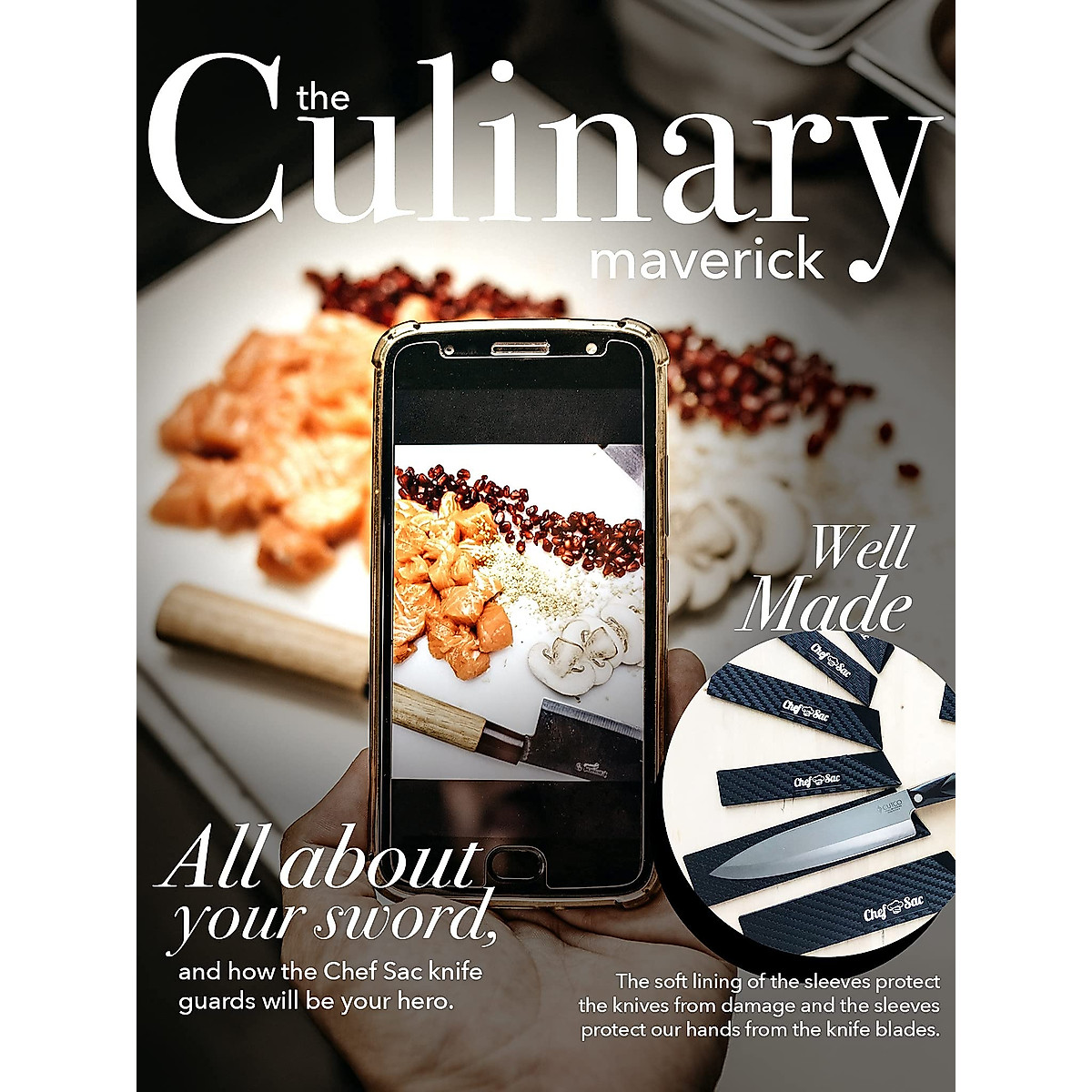 Waxed Canvas Chef Knife Roll Bag with 10-Pack Knife Guards Included