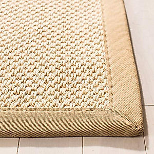 SAFAVIEH Natural Fiber Collection Area Rug - 9' x 12', Maize & Linen, Border Sisal Design, Easy Care, Ideal for High Traffic Areas in Living Room, Bedroom (NF141B)