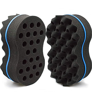 Hair Twist Sponge Brush Two Sides Dread Dreading Wave Twisting Foam Afro Barber Curl Sponge for Women and Men Boy Girl Small and Big Holes 1 Pcs