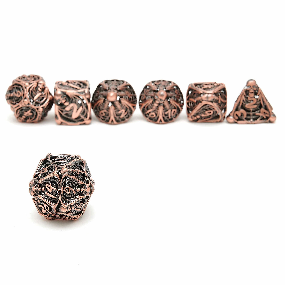 Hollow Skull DND Metal dice Set, polyhedral Large RPG case dice d&d Starter Set Tray Tower Bag Holder Role Playing dice