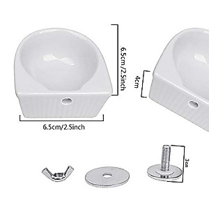 Small Animals Bowl, Detachable Cage Feeder Pet Ceramic Water & Food Feeder , Small Animal Supplies for Rabbit Parrot Squirrels Chinchilla Hamster Ferret (White, S)