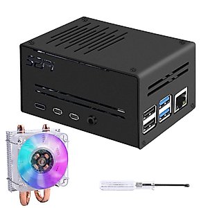 Generic Raspberry Pi 4 Metal Case with Fan,Raspberry Pi 4B Case with Raspberry Pi Low-Profile CPU Cooler,Raspberry Pi Horizontal ICE Tower Cooler (Silver)