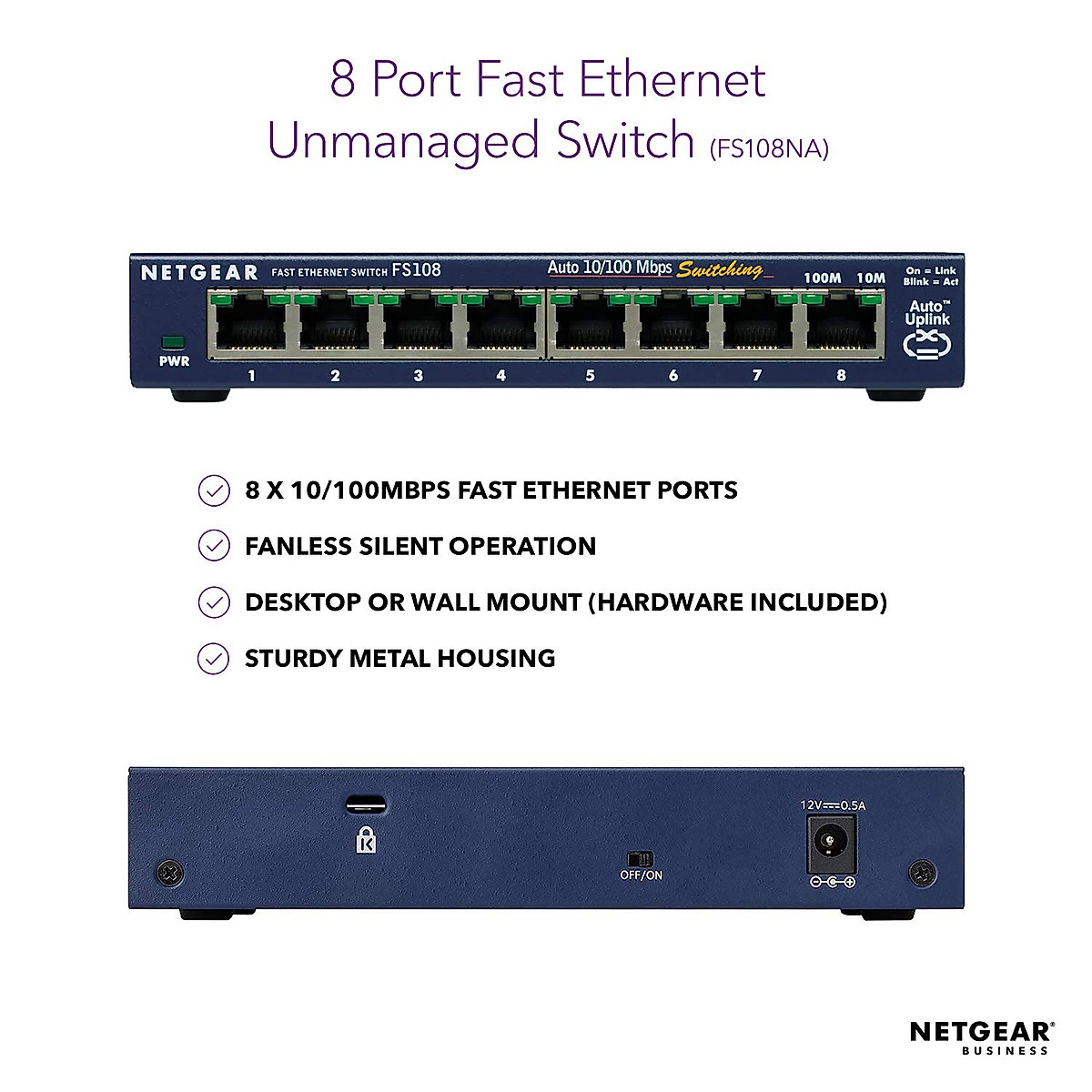 Netgear ProSafe FS108NA 8-Port 10/100 Fast Ethernet Switch