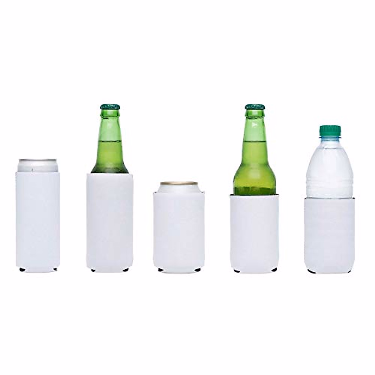 Snertz 6 Pack White DIY Sublimation Blank Slim Insulated Neoprene Tall Skinny Beer or Energy Can Holder seltzer Cooler Sleeves 12oz white Claw and Michelob Ultra Cans or Water Bottles.
