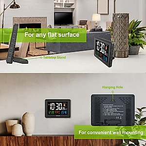 BALDR Atomic Alarm Clock - Large Color Display Digital Desk Clock - With Indoor Thermometer for Temperature & Humidity - Date & Real-Time Moon Phases - Perfect Office Clock or Nightstand Clock (Black)