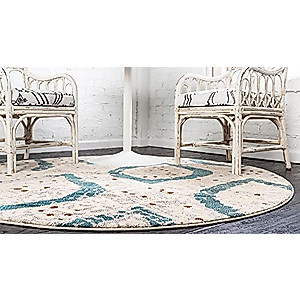 Unique Loom Estrella Collection Modern Abstract Cream Round Rug (8' 0 x 8' 0)