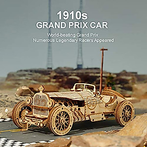 ROBOTIME Model Car Kits - Wooden 3D Puzzles - Model Cars to Build for Adults 1:16 Scale Model Grand Prix Car