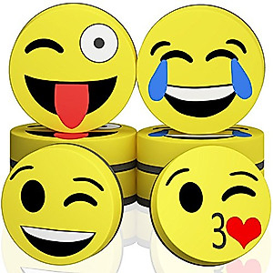 Hibery 8 Pack Magnetic Whiteboard Eraser Dry Erase Erasers, Smiley Face Circular Whiteboard Dry Eraser for Home, Office and School Classroom