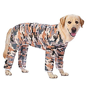 Dog Clothes, Large Dog Pajamas Camouflage Printing Cooling Dog Onesie Sunscreen Four-Legged Jumpsuit Shirt Anti-Hair Apparel for Medium Large Dogs (32#:Camouflage)