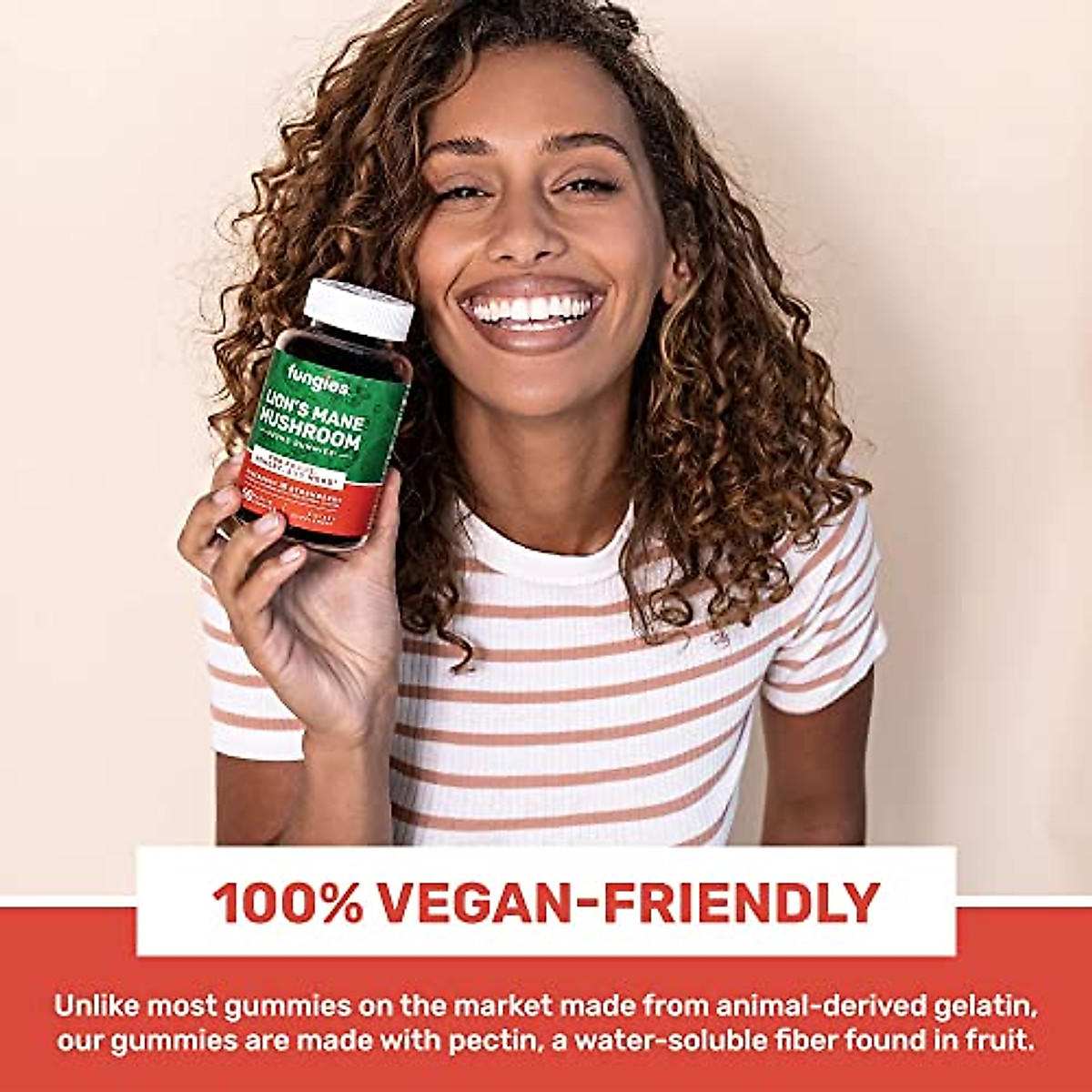 Fungies Lion's Mane Mushroom Brain Health Gummies - Promotes Focus, Memory, and Mood - 60 Count (Natural Blueberry and Strawberry Flavor, Gelatin-Free, Gluten-Free, Non-GMO, Vegan)