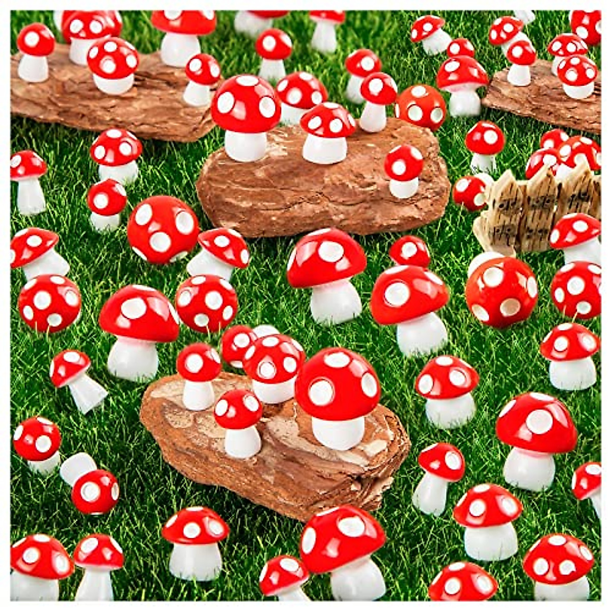 MGZTTHW Tiny Mushrooms for Crafts - Fairy Garden Mushroom - 60pcs Mini Resin Mushroom Decor- Fake Mushroom Miniatures Statue for Bonsai Micro Landscape Craft