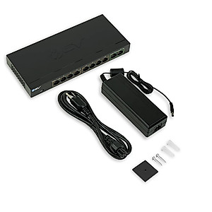 BV-Tech 8-Port PoE+ Gigabit Switch with 2 Gigabit Uplinks, 96W Total Power, NDAA Compliant, 802.3af/at, 30W per Port