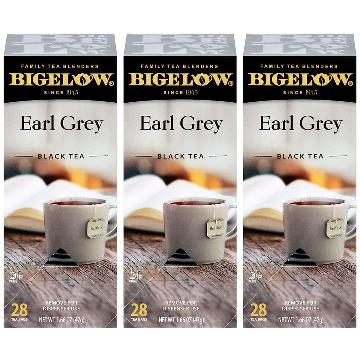 Bigelow Earl Grey Tea Bags 28-Count Box (Pack of 3) Black Tea Bags with Oil of Bergamot All Natural Gluten Free Rich in Antioxidants