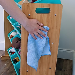 Humble Crew, Natural Wood/Aqua 12 Bin Toy Storage Organizer