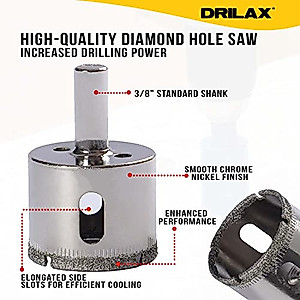 Drilax 1-1/2 Inch Diamond Hole Saw with Water Delivery System Guide Easy Drilling for Quartz, Granite, Marble, Porcelain, Ceramic, Glass Tiles - Complete Kit for Precise DIY Holes 1.5 inch