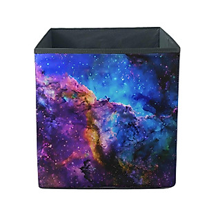 AFPANQZ Starry Galaxy Decorative Storage Bins Basket, 13"x13"x13" Large Laundry Room Storage, Fabric Storage Baskets for Closet Shelves, Foldable Storage Bin Organizer Shelf Nursery Office