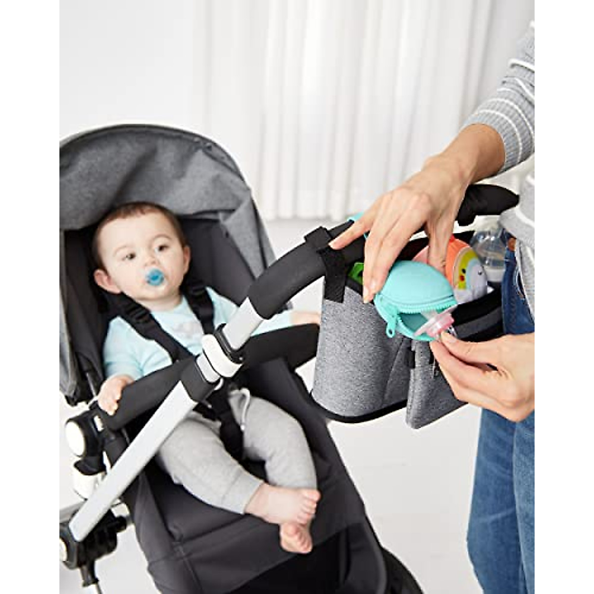 Skip Hop Silicone Pacifier Holder, Grab & Go, Light Teal