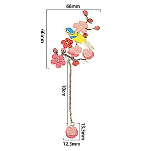 Toirxarn Metal Bookmark Flower-Themed, Gift for Reader Women/Men/Girls/Friends/Teachers. Anyone Birthday Present.(Golden Pendant Plum Blossom)