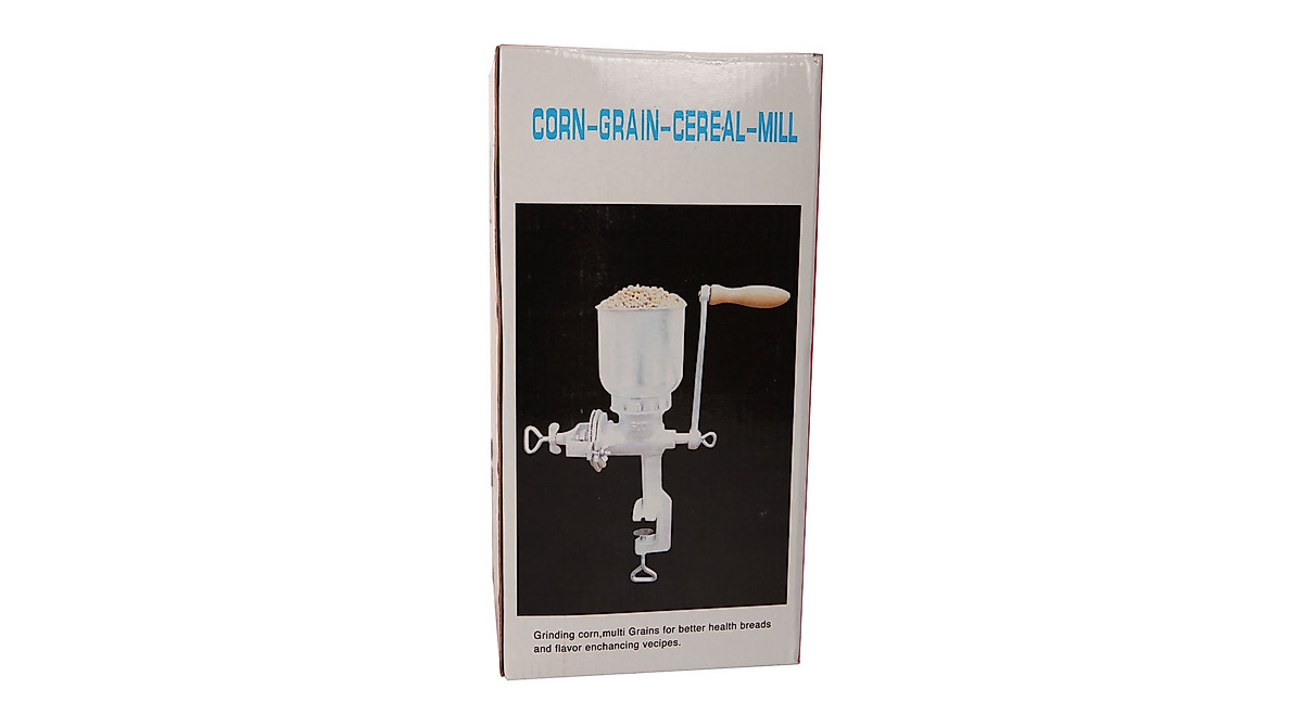 Hand Crank Grain Mill for Home & Commercial Use | Durable Silver Grinder
