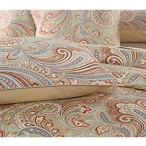 Softta Luxury Paisley Bedding Design 800 Thread Count 100% Cotton Bohe Vintage Bohe Vintage 3Pcs Duvet Cover Set,King Size,Khaki