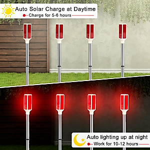Aolyty Solar Lights Outdoor, Waterproof Driveway Markers Reflective Warning Flash Light with 2 Lighting Modes, LED Solar Light for Parking Lots, Yard, Sidewalk, Road Safety, Stop Sign, 30 Inches