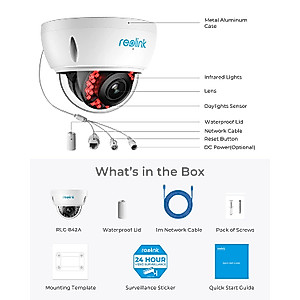 REOLINK 4K PoE Outdoor Security Cameras, 5X Optical Zoom, IK10 Vandal-Proof, Smart Human/Vehicle Detection, 8X RLC-842A Bundle with 1x REOLINK 4K 16 Channel with 4TB Hard Drive PoE NVR, RLN16-410