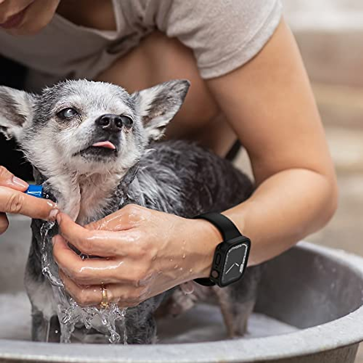 2 Pack 2 in 1 Waterproof Case for Apple Watch Series SE SE2 6 5 4 44mm, Straight Edge PC Front & Back Bumper with Tempered Glass Screen Protector 360 Protective Cover for iWatch (44mm, Black/Black)