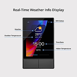 SONOFF NSPanel WiFi Smart Scene Wall Switch,2-Switch Panel Smart Home Control,Touchscreen Control for Smart Temperature Function,Lights,Work with Alexa & Google Home Assistant,Black