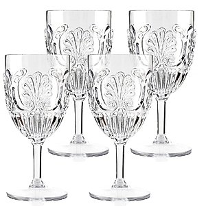 Komorebi Shatterproof Acrylic Wine Glasses - Unbreakable Plastic Goblets, BPA-Free & Drop-Proof Glassware - Elegant Drinkware for Indoor & Outdoor Use - 14oz, Set of 4 (Clear)
