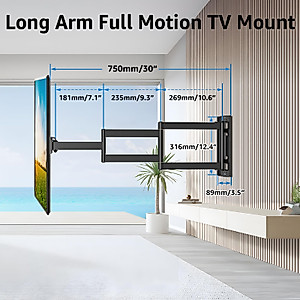 MOUNTUP Corner TV Wall Mount 30 inch Long Arm TV Mount for Most 26"-60" TVs, Full Motion TV Mount Articulating Wall Mount TV Bracket Max VESA 400x400mm, Smoothly Extendable, Holds up to 77 lbs MU0057