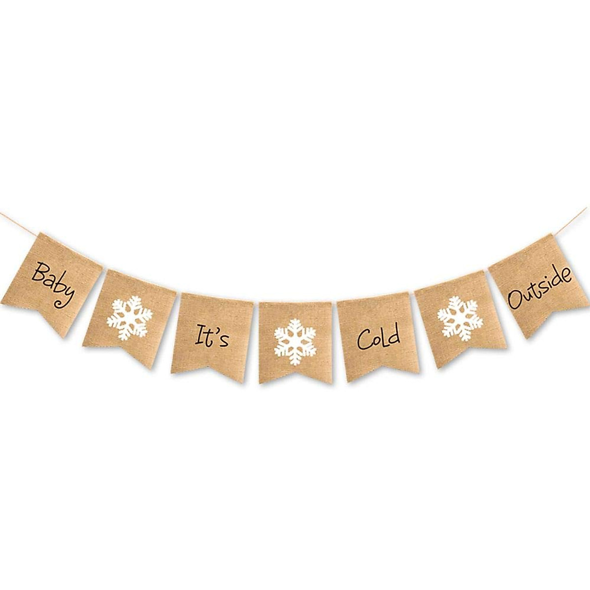 SWYOUN Burlap Baby It's Cold Outside Banner Winter Baby Shower Birthday Party Garland Mantel Fireplace Christmas Party Decoration