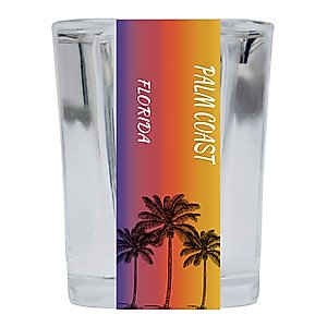 Palm Coast Florida 2 Ounce Square Shot Glass Palm Tree Design