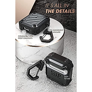 SUPCASE Unicorn Beetle Pro Series Case Designed for Airpods 1 & 2, Full-Body Rugged Protective Case with Carabiner for Apple Airpods 1st & 2nd (Black)