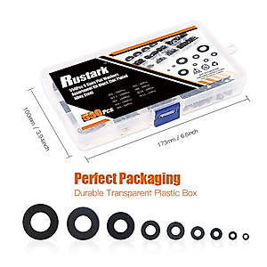 Rustark 550-Pcs [9 Sizes] Black Zinc Plated Alloy Steel Flat Washers Set Hardware Assortment Kit - M2 M2.5 M3 M4 M5 M6 M8 M10 M12
