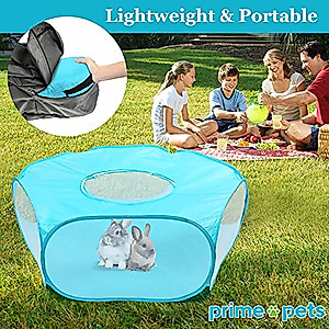 PrimePets Guinea Pig Playpen, Small Animal Playpen, Foldable Cat Cage Tent with Zipper Cover, Portable Waterproof Pop-Up Play Yard Fence for Rabbit Hamster Rabbit, Indoor Small Pet Exercise Pen