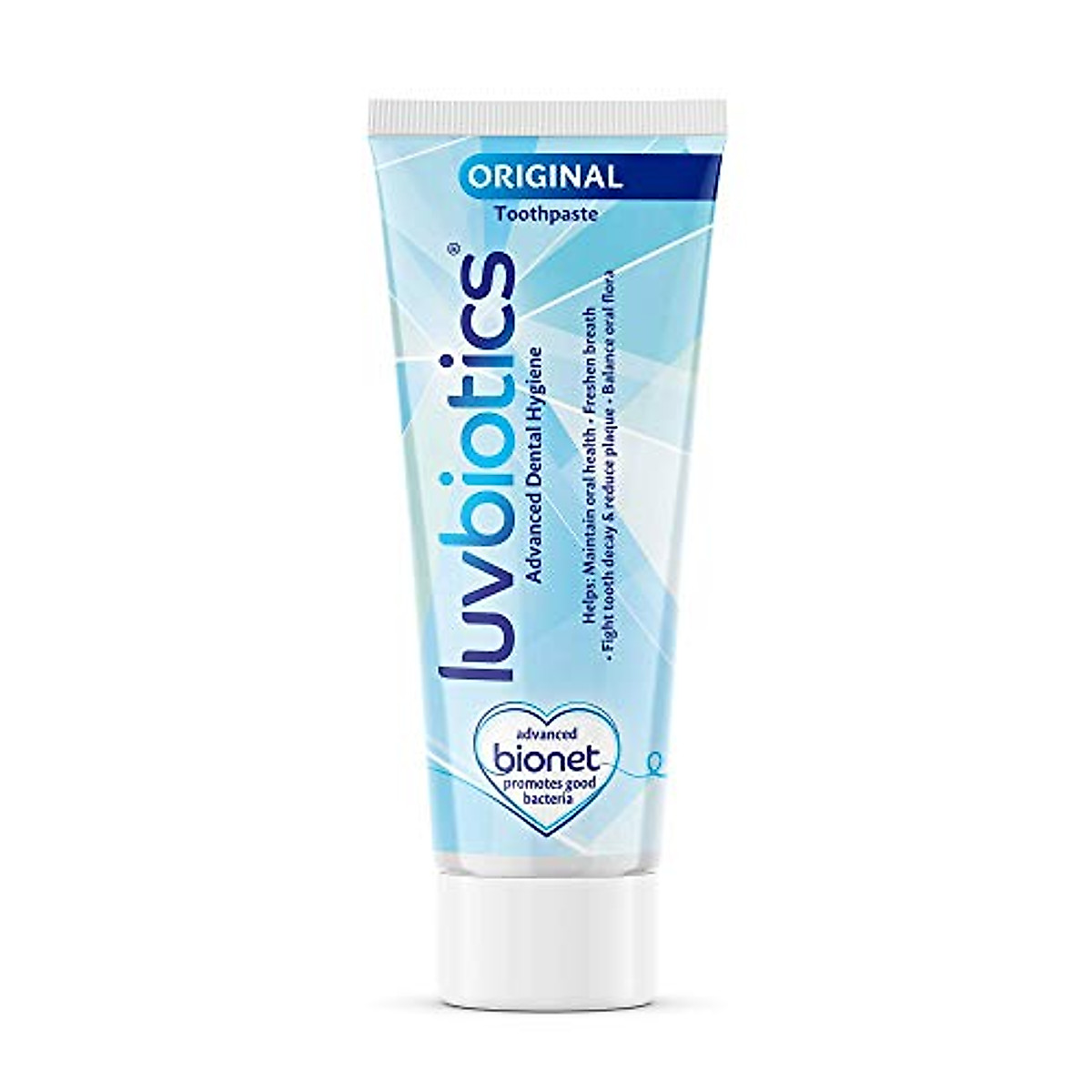 Luvbiotics Original Toothpaste with Probiotics & Xylitol Promotes Good Bacteria for Fresh Breath, Healthy Gums & Teeth. Free from SLS, Parabens, Artificial Colors, Flavors, and Sweeteners 75ml Tube