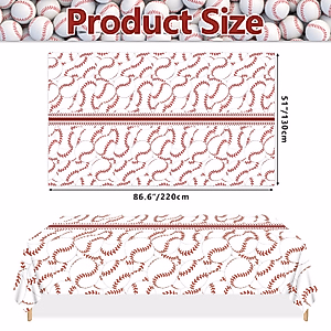PTECDROTS 4 Pcs Baseball Tablecloths, Disposable Baseball Party Decorations Table Covers, Rectangular Baseball Pattern Table Cloth for Boys Baseball Sports Event Birthday Party Supplies, 51x86 Inch