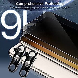 JETech Privacy Screen Protector for Samsung Galaxy S23 5G 6.1-Inch with Camera Lens Protector, Anti-Spy Tempered Glass Film, Fingerprint ID Compatible, 2-Pack Each