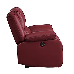 Acme Furniture PU Upholstered Power Recliner with USB Port, Red