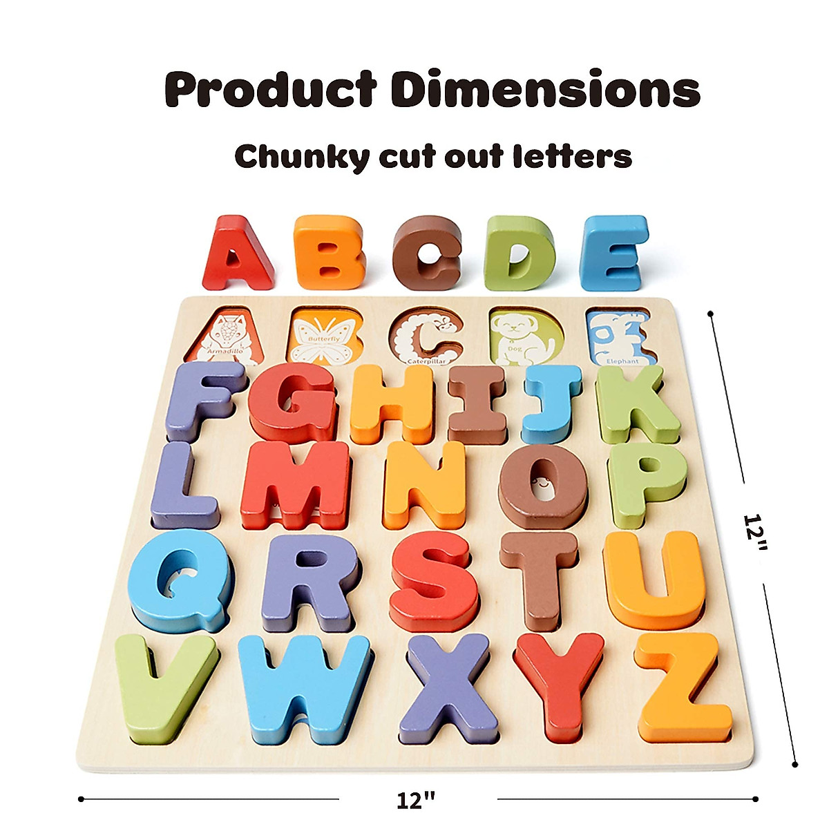 KIPPTO Wooden Alphabet Puzzles. Free Augmented Reality App, Favorite A-Z Animal Imprints with AR Makes Learning Interactive and Fun for Kids. Preschool Montessori Educational Toys 2-4 Years Old.