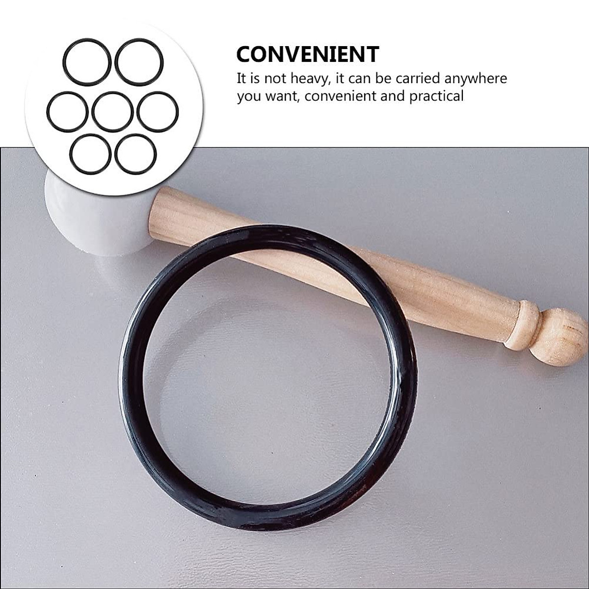 ERINGOGO Black Rings 7Pcs Crystal Singing Bowl Silicon Rubber O- ring for Singing Bowls Standing Black Washers