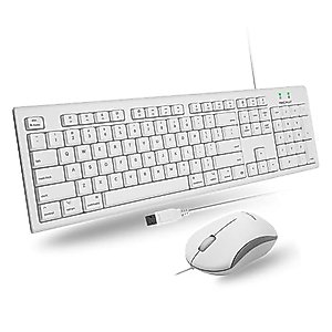 Macally Full Size USB Wired Mac Keyboard and Mouse Combo - Compatible Ergonomic Apple Keyboard and Mouse with Mac Shortcuts and Number Keypad for Mac Mini Pro, iMac Computer, MacBook Pro Air Laptops