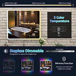 ACEMIRO Bathroom Medicine Cabinet with Lights, 36×32 Inch LED Bathroom Mirror Cabinet with Lights, Defogger, Dimmer, Lighted Medicine Cabinet with RGB Backlit+3 Color Front Light, Wall Mounted