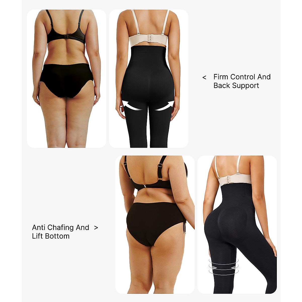 Nebility Shapewear Tummy Control High Waisted Body Shaper for Women Thigh Slimmer Butt Lifting Shapewear (Black,XL)