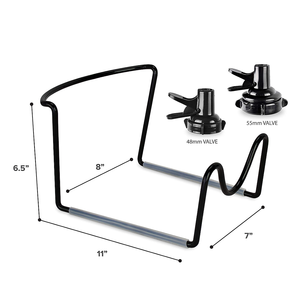 Brio Metal Plated 3-5 Gallon Water Jug Stand and 2 Dispenser Valves, Rust-Resistant Non Slip Water Stand with BPA Free Fast Flow Water Spout Fits Both 48mm and 55mm Bottles 2 CAPS Included (Black)