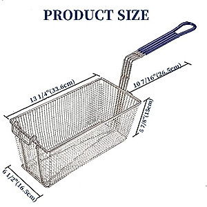 Wimarn Deep Fryer Basket, 4Pcs Commercial Non-Slip Handle Heavy Duty Nickel Plated Iron Construction Chip Basket,13" x 6" x 6", Restaurant Kitchen Frying Chips Fish Sausages