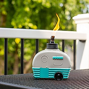 TIKI Brand 2-Pack Blue Camper Tabletop Torch, Outdoor torches for patio and backyard, 5.7 Inch, Blue, 1122122